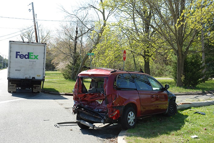 Minivan Rear-Ended by Box Truck Collides With Utility Pole - Jersey ...