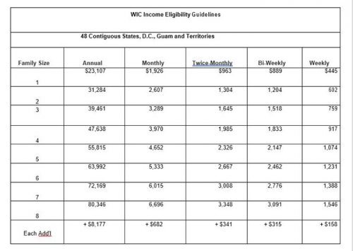 WIC Income Guidelines For 2019 Announced - Jersey Shore Online